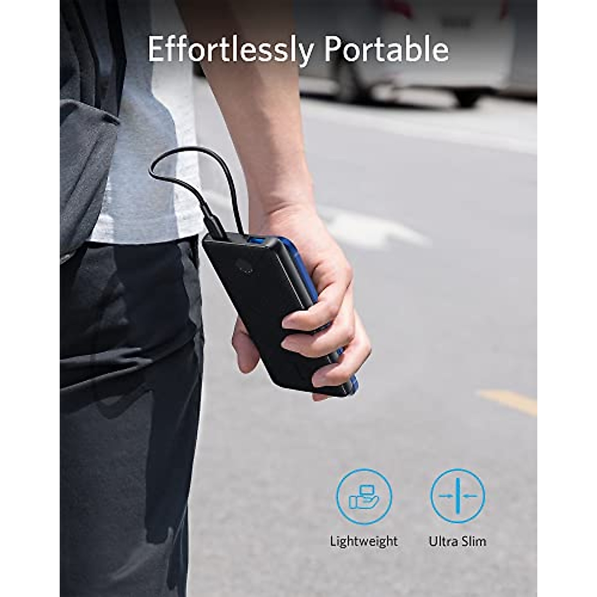 Anker Portable Charger, USB-C Portable Charger 10000mAh with 20W Power Delivery, 523 Power Bank (PowerCore Slim 10K PD) for iPhone 14/13/12 Series, S10, Pixel 4, and More