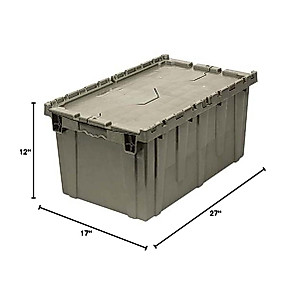 Quantum Storage Systems QDC2717-12, Attached Lid Container, 2.5 Cu Ft, 27" x 17" x 12", Gray