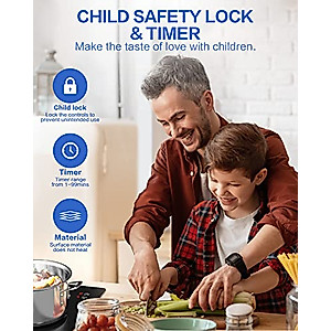 AMZCHEF Electric Induction Cooktop 2 Burners,12" Electric Stove Top with Plug 1800W, 120V, 9 Power Levels, Child lock, Timer, Touch Control, Induction Stove for Fast Cooking, Bulit-in&Countertop