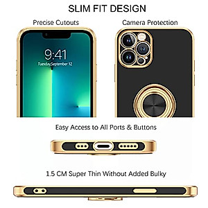 BENTOBEN iPhone 13 Pro Case, iPhone 13 Pro Phone Case, Slim Fit 360° Ring Holder Kickstand Magnetic Car Mount Supported Protective Non-Slip Girls Boys Women Men Case Cover for iPhone 13 Pro 6.1, Black