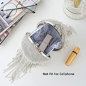 Lanpet Women Round Ball Crystal Evening Clutch Purse Tassel Wedding Party Handbags