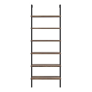 Nathan James Theo 6-Shelf Tall Bookcase, Wall Mount Bookshelf with Reclaimed Wood and Industrial Metal Frame, Oak/Black