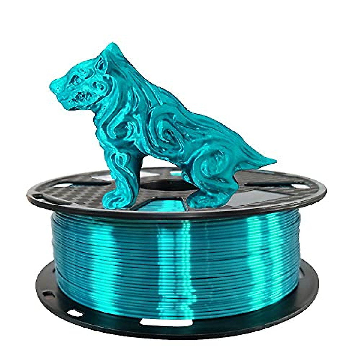 Silk PLA Shiny Cyan Blue PLA Filament 1.75 mm 3D Printer Filament 1KG 2.2LBS Spool Silky Shiny Metallic Cyan Metal Gold Silver Copper Turquoise Blue PLA 3D Printing Material CC3D Silk Enamel Blue PLA