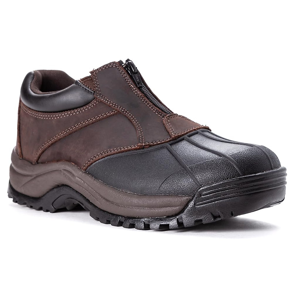 Propét Mens Blizzard Ankle Zip Snow Boot, Brown/Black, 13 X-Wide US