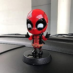 RRI Deadpool Cute Solar Powered Bobblehead Home Office Ultra Detail Relaxing Toy ., Red, 4 inches