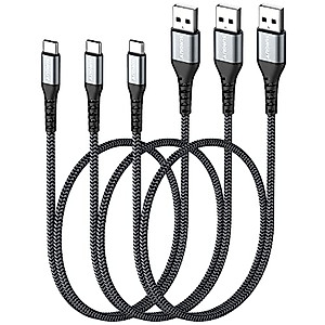 SUNGUY USB C Cable 1.5FT [3Pack] 18W USB 2.0 Short Type C Cord Fast Charging Data Sync Braided Compatible with Samsung Galaxy S22/S22+ S21 S20 S10 Plus, LG V50 V40 Other USB C Charger