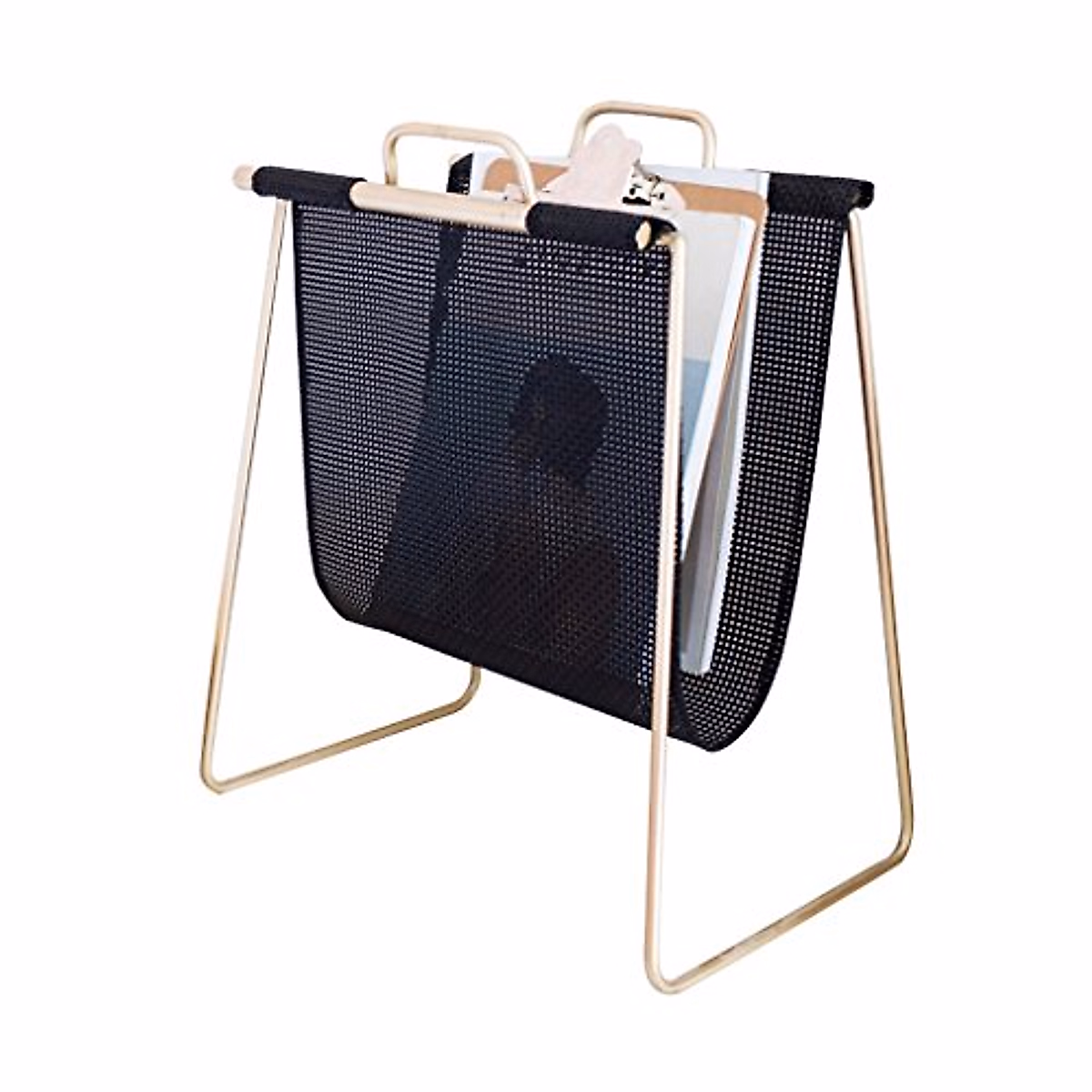 Newspaper Baskets Nordic Minimalist Magazine Rack U-Shaped Metal Shelf Floor-Mounted Living Room Bedroom Portable Storage Rack, Black