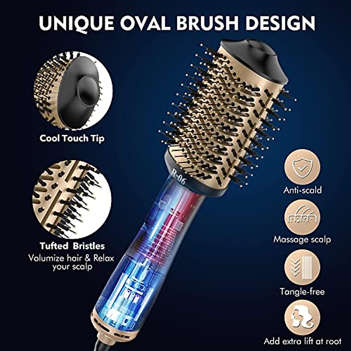 Hair Dryer Brush, Blow Dryer Brush Dryer and Styler Volumize in One, 4 in 1 Brush Blow Dryer Gold, Mothers Day Gifts from Daughter/Son