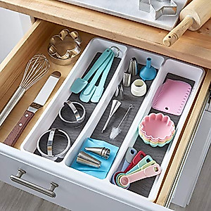 Copco Basics 3 Compartment Drawer Organizer, White and Charcoal Gray