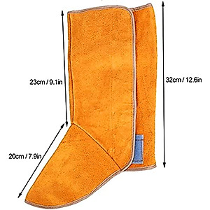 1 Pair of Leather Welding Insoles, Fire Resistant Welding Boots and Shoe Covers, Heat and Wear Welders Work Protection Foot Covers, Welding Safety Shoe Protectors, Welding Leggings