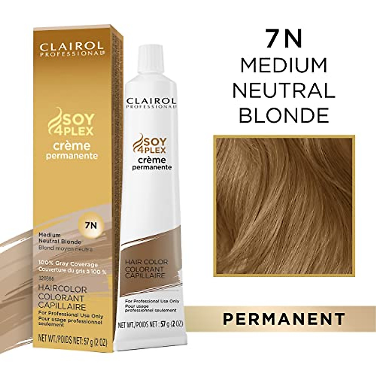 Clairol Professional Permanent 7N Medium Neutral Blonde, 2 Ounce (Pack of 1)