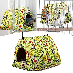 Yajuyi Winter Parrot Cage Hammock Parrots Bird Bed Perch Swing Birdcage Accessories Parrot Shed Birds Hanging Nest for Finches Cockatoo Bluebirds, M