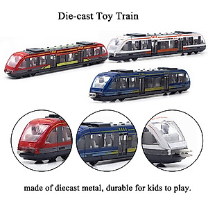 OTONOPI Toy Train Set High Speed Locomotive Engine Die Cast Model Car Sliding Linked Subway Bullet Train Set for Kids Pack of 3