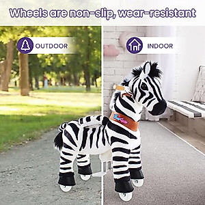 PonyCycle Official 2019 New U Series Ride on Horse Toy Plush Walking Animal Zebra Size 3 for Age 3-5 Ux368