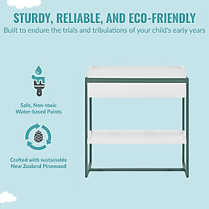 Dream On Me Arlo Changing Table in Jungle Green, Made of Solid New Zealand Pinewood, Non-Toxic Finish, Comes with Water Resistant Mattress Pad & Safety Strap