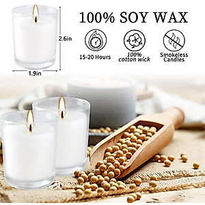 Onebird 20 Pack Warm White Unscented Clear Glass Filled Votive Candles. Hand Poured Wax Candle Ideal Gifts for Aromatherapy Spa Weddings Birthdays Holidays Party (Warm White)