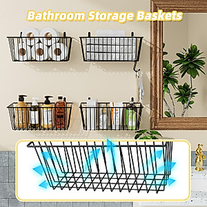 Simple Trending 6 Pack Wire Basket Locking Wall Hanging Baskets, Cabinets Organizer and Storage with Hanging Hooks for Kitchen, Garage and Bathroom