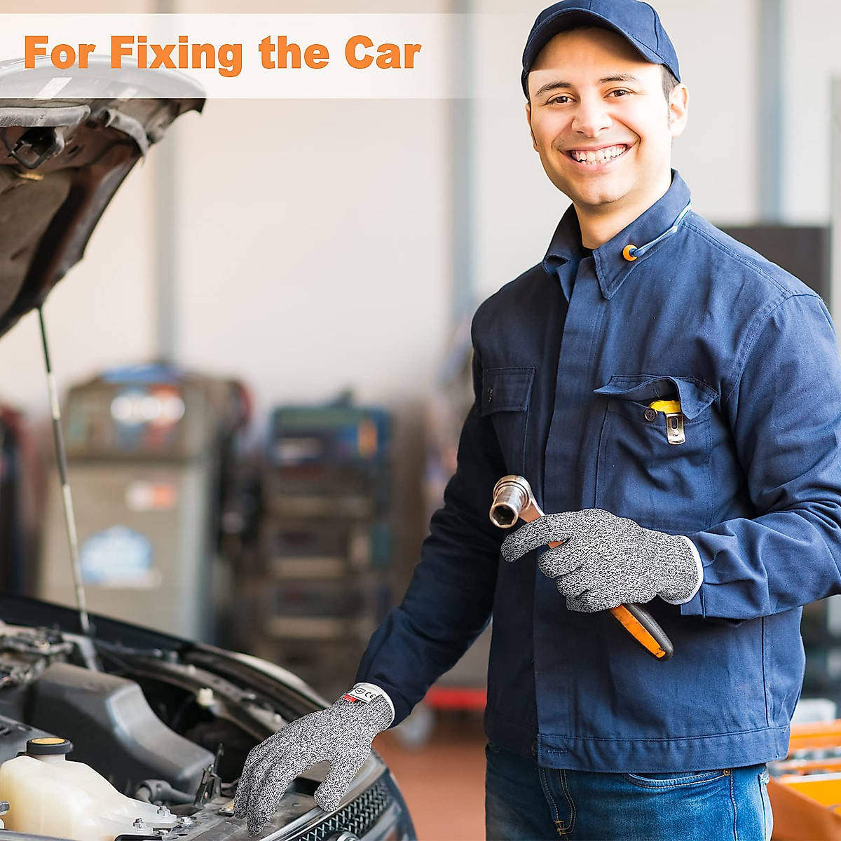 Chuarry 10 Pairs Cut Resistant Gloves Cutting Proof Gloves Level 5 Protection Kitchen Cuts Gloves for Shucking Fish (Gray, Large