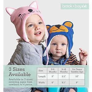 Brook + Bay - Sherpa Baby Animal Hats for Winter, Toddler Animal Ear Hat, Baby Hat Animal Ears, Baby Winter Hat for Boys & Girls - Pink Cat