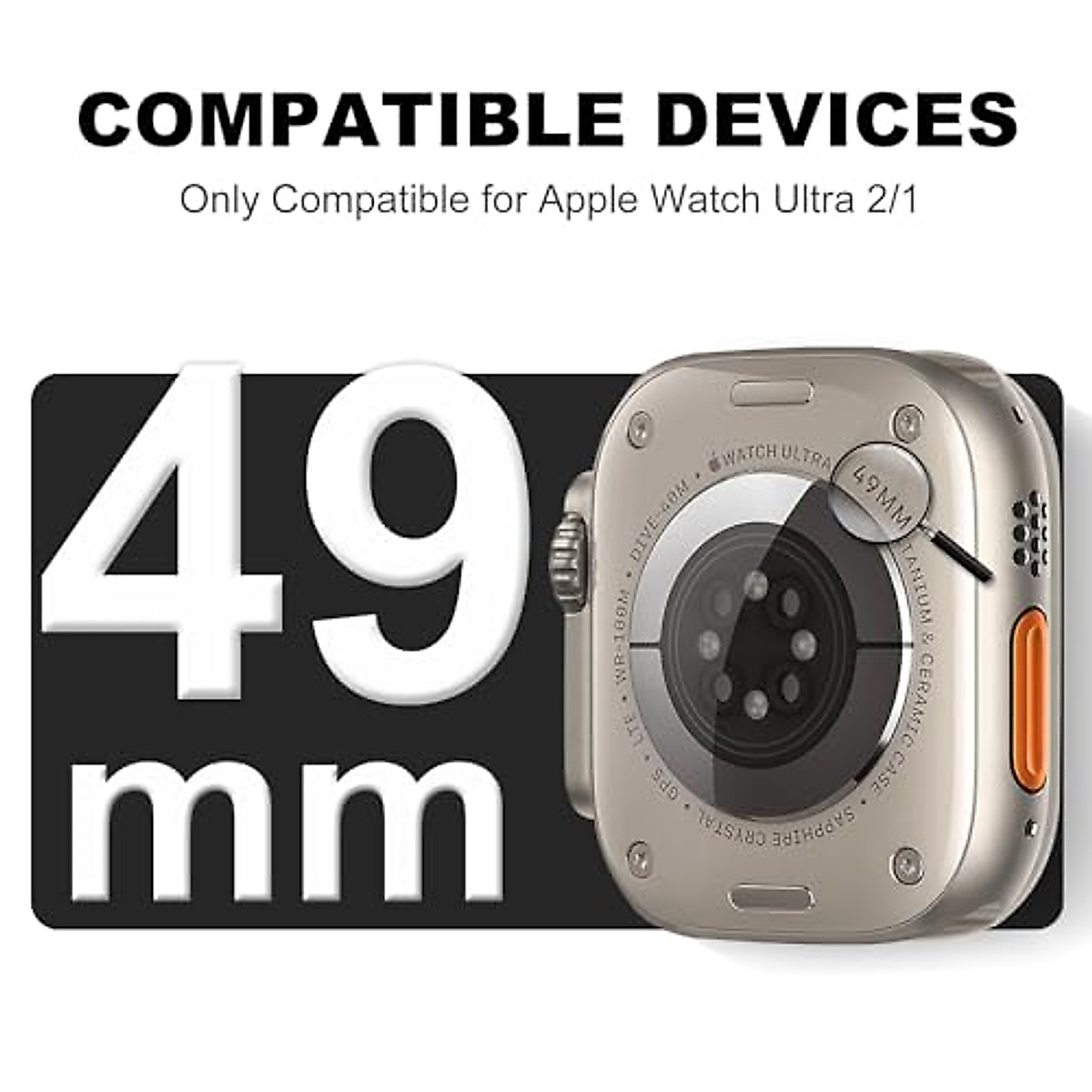 XYF Compatible for Crystal Clear Apple Watch Ultra 2 Bands, 49mm Bumper Case Men Women Jelly Cover Strap for iWatch Ultra 2/1 Series 9 8 7 SE 6 5 4 3 2 1 (Glitter Clear, 49)