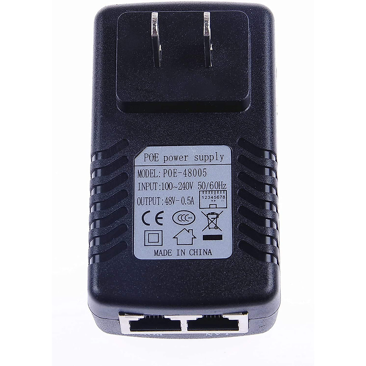 NOYITO 48V 0.5A POE Power Supply Injector Ethernet Adapter with Wall Plug IEEE 802.3AF Compliant 10 100Mbps (48V 0.5A, Black)