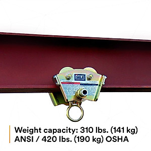 3M DBI-SALA 2103143 Trolley For I-Beam For Use W/Self Retracting Lifeline (Fits Beam Flanges 3"-8" In Width Up To 11/16" Thick), Gold