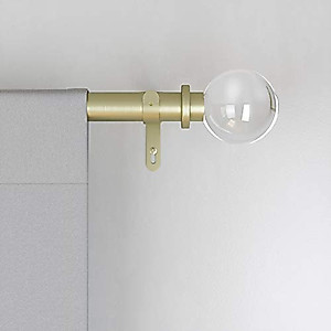 Umbra Leona Modern 1 Curtain Rod, Includes 2 Matching Finials, Brackets & Hardware, 36 to 72-Inch, Brass