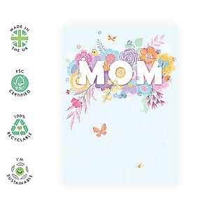 CENTRAL 23 Mom Birthday Card Floral - Pretty Greeting Cards For Women - Flowers - Gifts For Mother From Son Daughter - Anniversary Christmas Easter Mothers Day - Comes With Fun Stickers