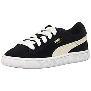 PUMA Suede Junior Sneaker (Little Kid/Big Kid) , Black/White, 7 M US Big Kid