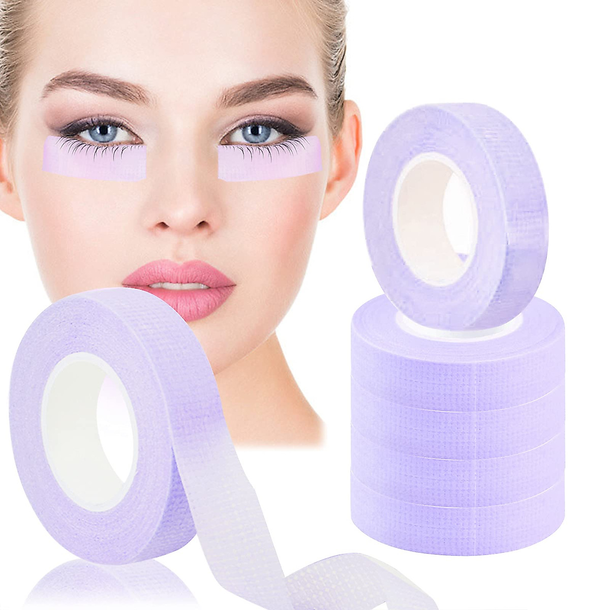 6 Rolls Lash Extension Under Eye Tape EBANKU Breathable Fabric Eyelash Tape Micropore Adhesive Tape for Eyelashes Extension Supply Individual Eye Lashes Tools (Purple)
