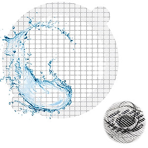 Ganbaro 30 Pack Disposable Hair Catchers for Shower, Disposable Shower Drain Hair Catcher, White Mesh Stickers 4.3'', Waterproof Adhesive Mesh Stickers for Bathroom, Laundry, Bathtub, Kitchen