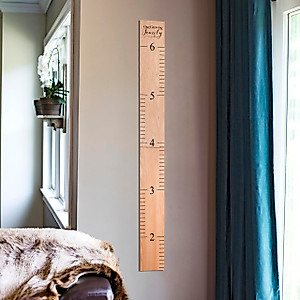 Headwaters Studio Growth Chart for Wall - Height Chart for Kids, Wooden Height Chart, Kids Height Wall Chart, Wall Measurement for Height Kids - Our Growing Family Natural (63"x6.7")