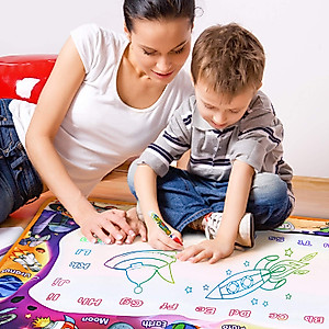 Water Doodle Mat - Kids Painting Writing Doodle Board Toy - Color Doodle Drawing Mat Bring Magic Pens Educational Toys for Age 2 3 4 5 6 7 8 Year Old Girls Boys Toddler Gift