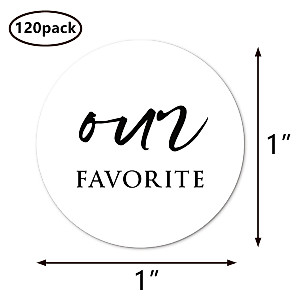 White Our Favorite Mini Stickers, 1 Inch Wedding Party Favor Sticker Labels, 120-Pack