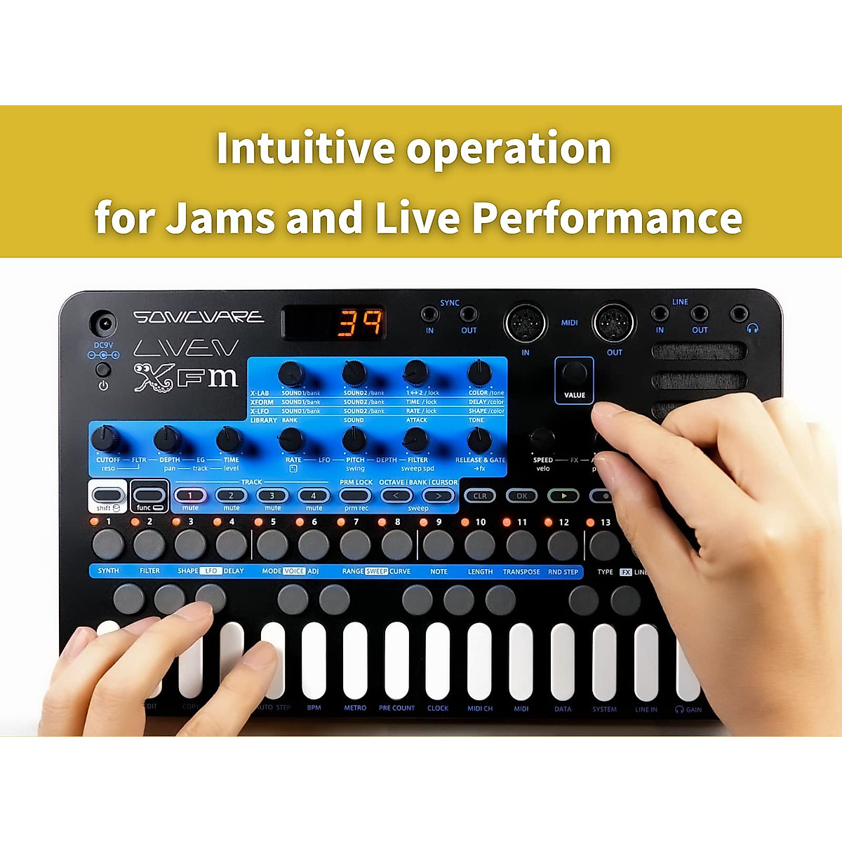 Sonicware Liven XFM [FM Synthesizer Groove Box] 3 new FM engines with 4-track sequencer