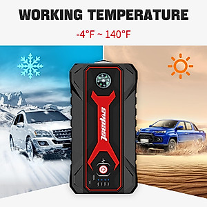 Svpast Jump Starter Car Battery Charger Portable 1600A Peak 18000mAh 12v Power Booster Pack Up to All Gas 7L Diesel Jumper Cables Dual USB Quick Charge QC 3.0 with Compass and Safety Hammer (NW-100)