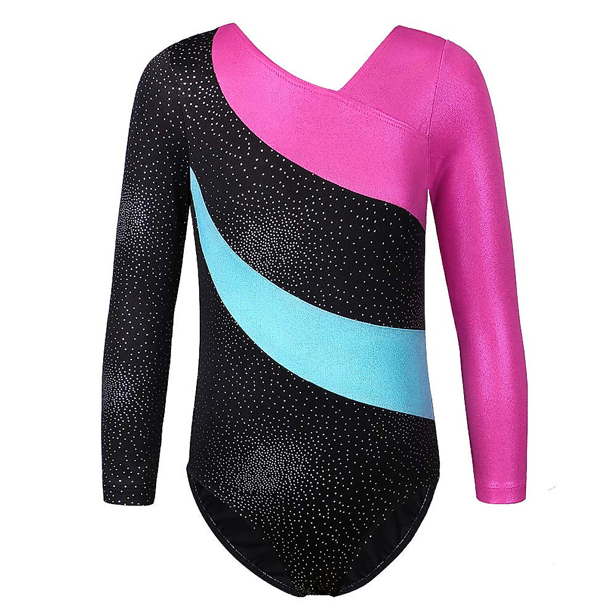 TFJH E Sparkle Leotard for Girls Gymnastics Athletic Dancing Clothes 138 Black 110
