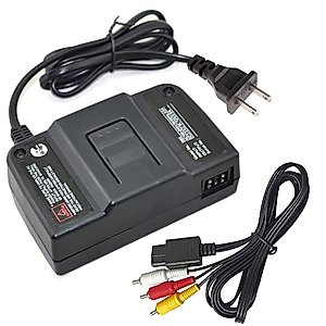 N64 Power Supply,AC Adapter Power Supply and AV Composite Video Cable Cord for N64