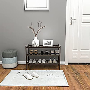 Dranixly Shoe Rack, 3-Tier Bamboo Stackable Shoe Shelf Storage Organizer, Shoe Stand for Closet, Entryway, Hallway, Bathroom and Living Room（Mocha）