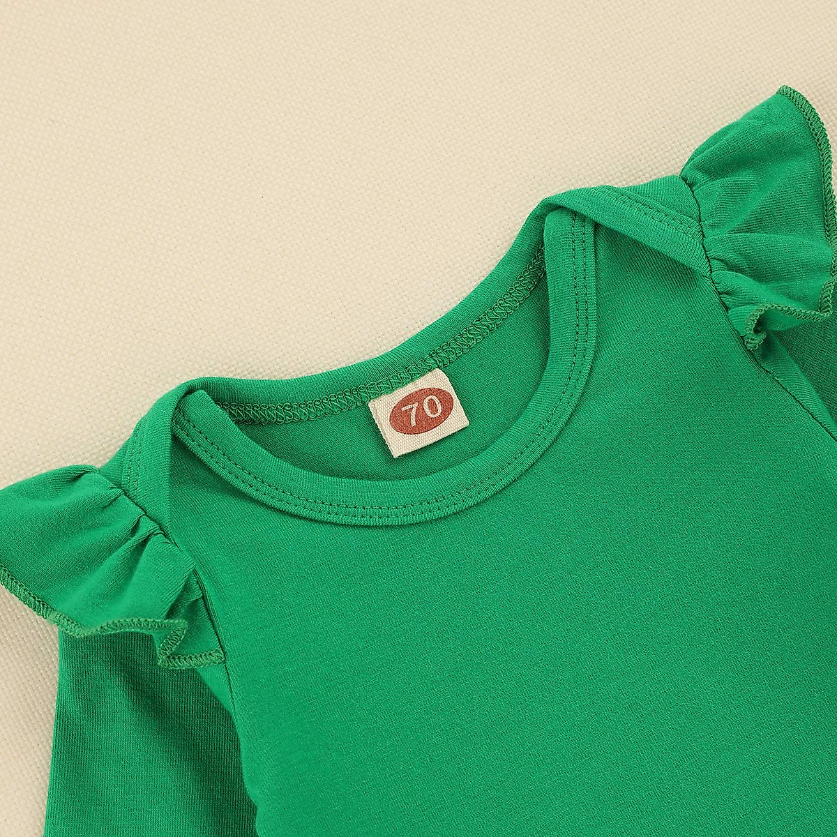 TUEMOS Baby Girl St Patrick's Day Outfit Ruffle Romper Four Leaf Clover Skirt My First St. Patrick's Outfit Set