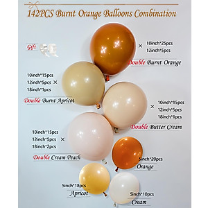 Fall Balloons Garland Arch Kit-142PCS Thanksgiving BalloonBurnt Orange Balloons Double Stuffed Balloons, Terracotta Latex Balloon, for Birthday Party, Baby Bridal Shower, Wedding Decorations