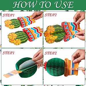 12 Pcs Cactus Party Decorations Cinco De Mayo Honeycomb Table Centerpieces Mexico Garland Cactus Cutouts for Fiesta Baby Shower Favor Cactus Theme Classroom Birthday Mexican Party Decoration Supplies