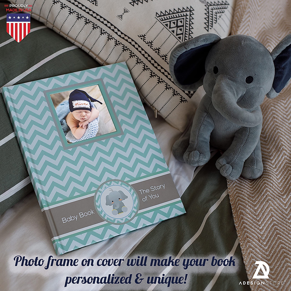 Baby Memory Book - Newborn Journal - Baby First Year Book Album - Baby Shower Book Gift - Baby Keepsake Milestone Memory Journal - First Year Newborn Baby Boy Girl Book