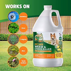 Pet's Pal Natural Weed Killer | Pet Safe Spray | Ready-to-use Natural Herbicide | Environmentally Safe | Bee Safe | Glyphosate Free | Safe for Kids (1 Gallon)