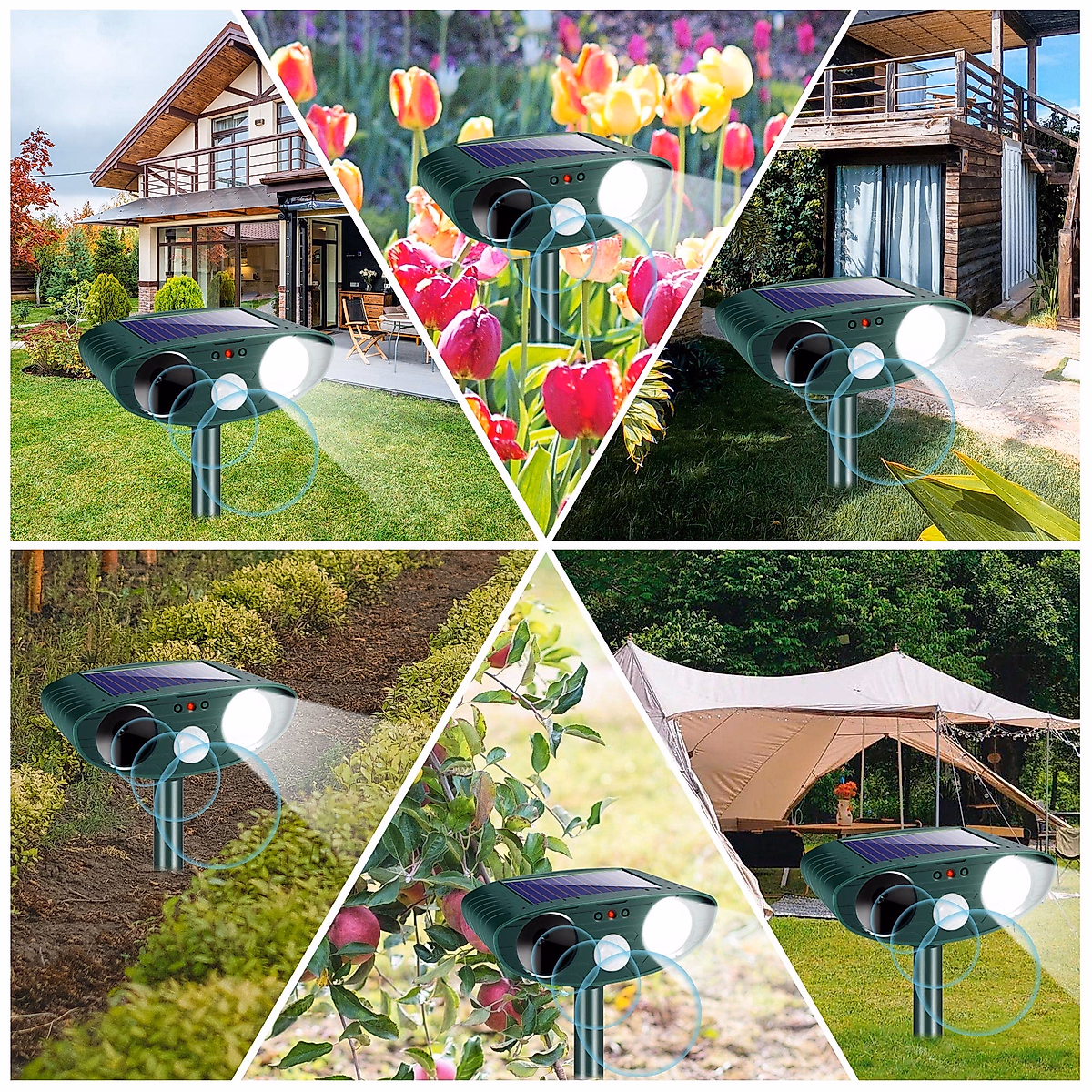 4 PCS Solar Animal Repeller, Ultrasonic Animal Repellent Outdoor with Motion Detection Deer Repellent Cat Rabbit Repellent Deterrent Raccoon Dog Skunk Repellent for Yard Garden Farm