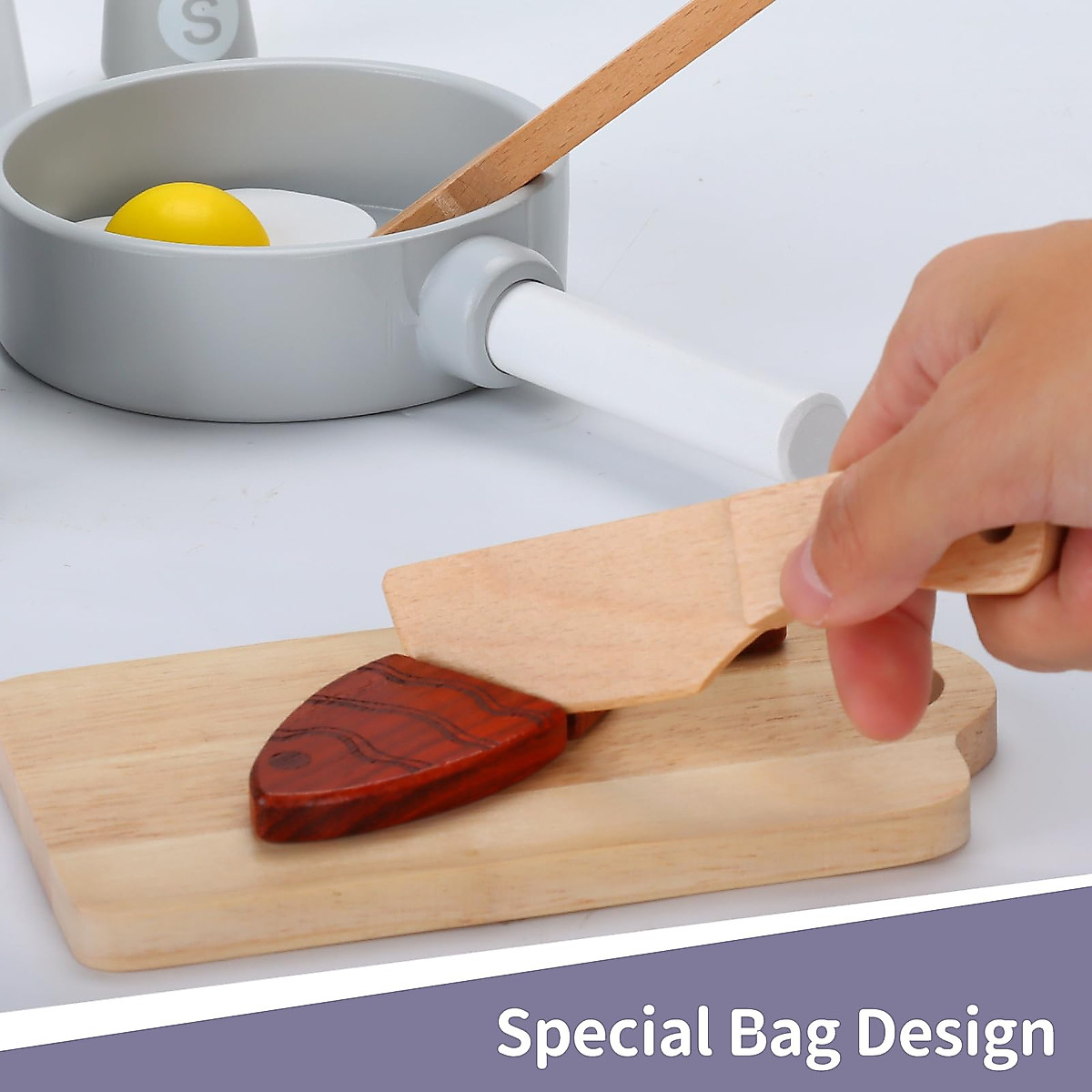 Wooden Kitchen Sets for Kids Montessori Kitchen Play Food Sets for 3 4 5+ Years Old Kitchen Tableware Wodden Set for Toddlers Play Food Sets for Kids Boys Girls Gifts