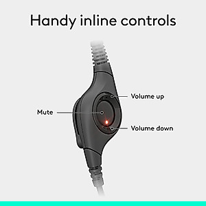 Logitech H390 Wired Headset, Stereo Headphones with Noise-Cancelling Microphone, USB, In-Line Controls, PC/Mac/Laptop - Black