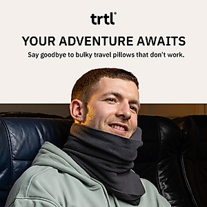 trtl Travel and Airplane Pillow - Real Sleeping Experience on Long Flights - Neck and Shoulder Support - Super-Soft, Lightweight, Easy-to-Carry, and Machine-Washable Flight Pillow - Black