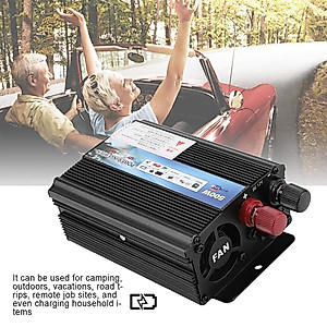 Solar Charger Inverter, All in One 500W Solar Panel Battery Intelligent Regulator Chargeing Controller for Household, Outdoor Trip Camping, Vehicle RV Truck Charging Black(12v Transform 220V / 500W)