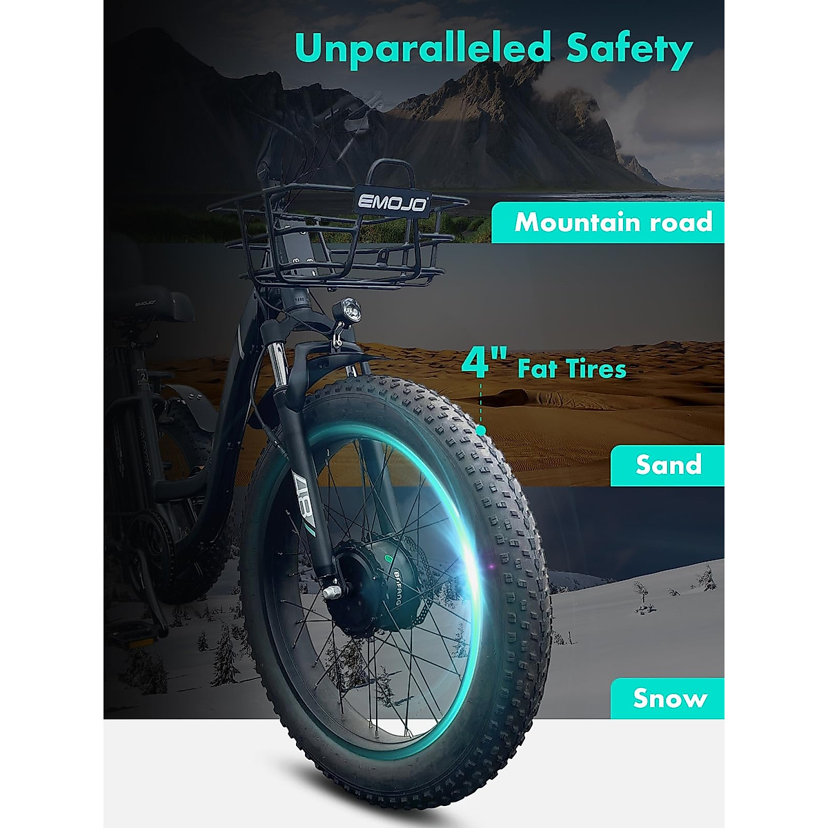 Emojo Electric Tricycle/Fat Tire Caddy Pro Trike, 500W 48V Hybrid Bicycle with Hydraulic Brake, Oversize Rear Cargo and Front Basket for Heavy-Duty Carrying or Delivery (Grey Caddy Pro)